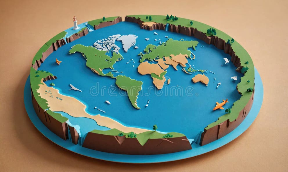 A Flat Earth Model Made of Paper, Complete with Continents, Oceans, and ...