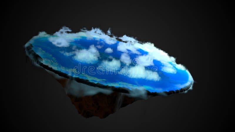 Flat Earth with Nature Landscape, Ancient Belief in Plane Globe in Form ...
