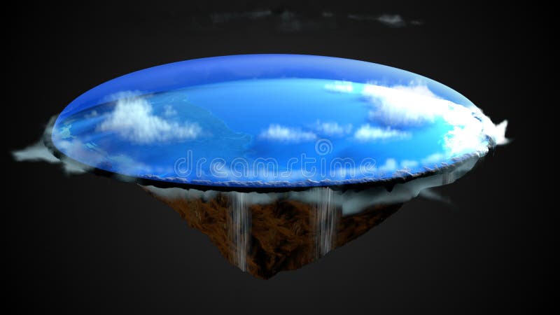 Flat Earth with Nature Landscape, Ancient Belief in Plane Globe in Form ...