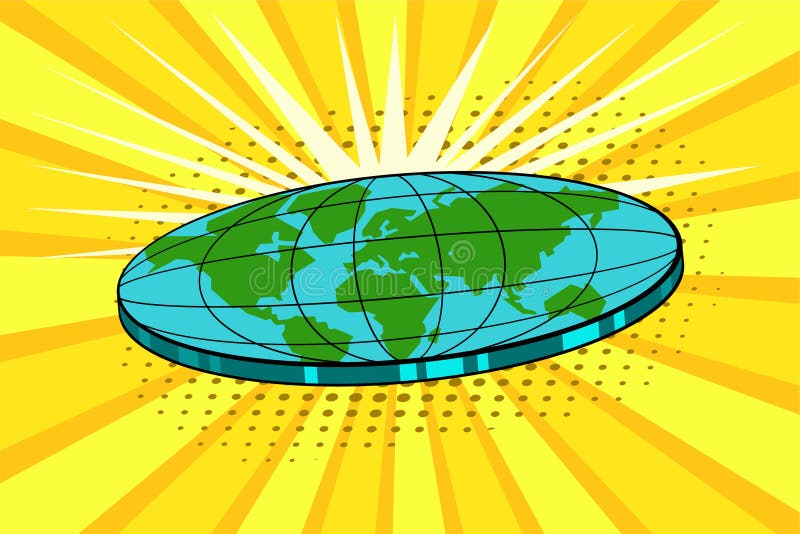 Flat Earth with Nature Landscape. Globe in Form of Disk. Vector Bright ...