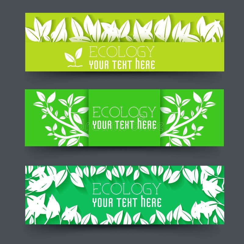 Flat Eco Leaf Horizontal Banners Concept. Vector Illustration Design ...