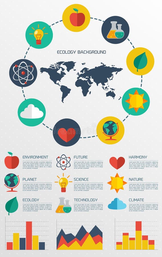 Watercolor Ecology Infographic Background Stock Vector - Illustration ...