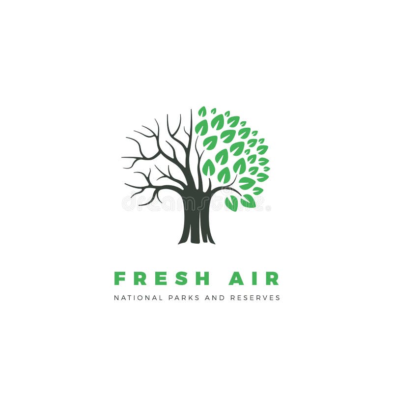 Flat Ecology Logo with Half Dried Tree Stock Vector - Illustration of ...