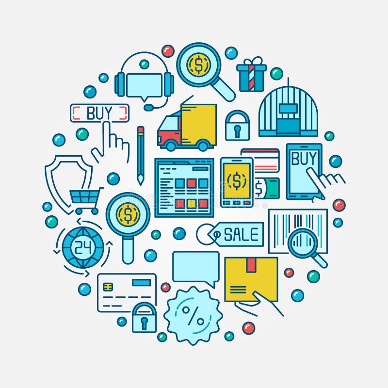 Flat Ecommerce Illustration Stock Vector - Illustration of electronic ...