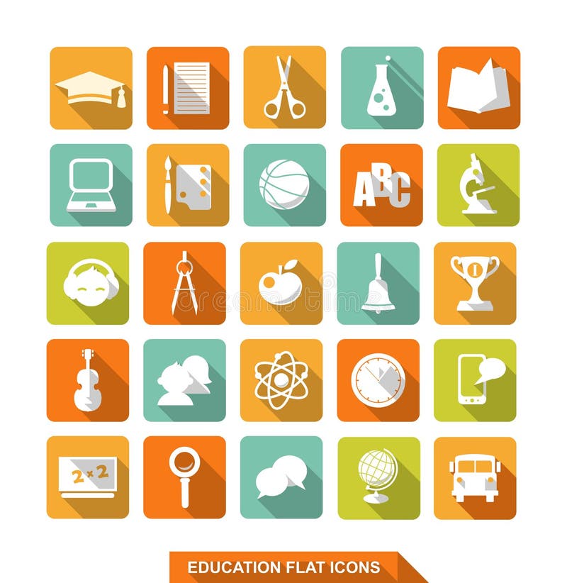 Flat education icons stock vector. Illustration of letter - 33746120