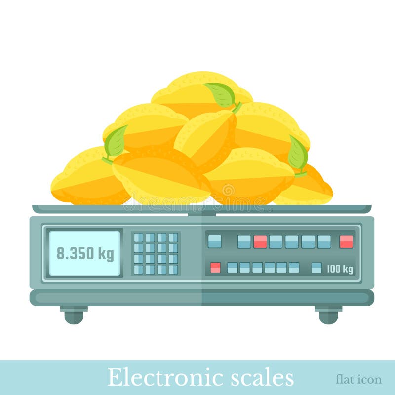 Flat Electronic Balance or Scales with Lemons Stock Vector ...