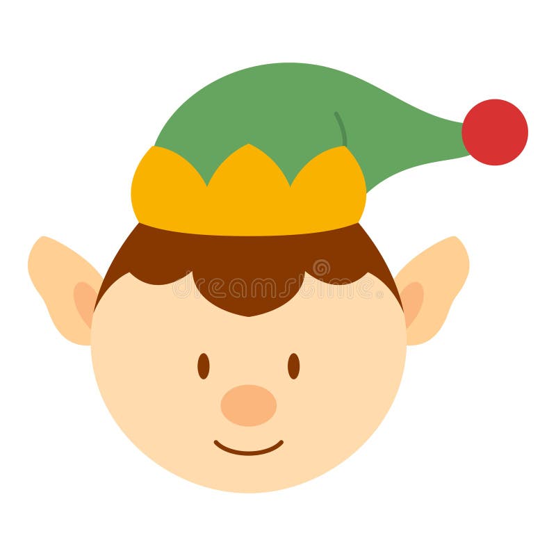 Flat Elf Head Character. Christmas Event Stock Vector - Illustration of ...