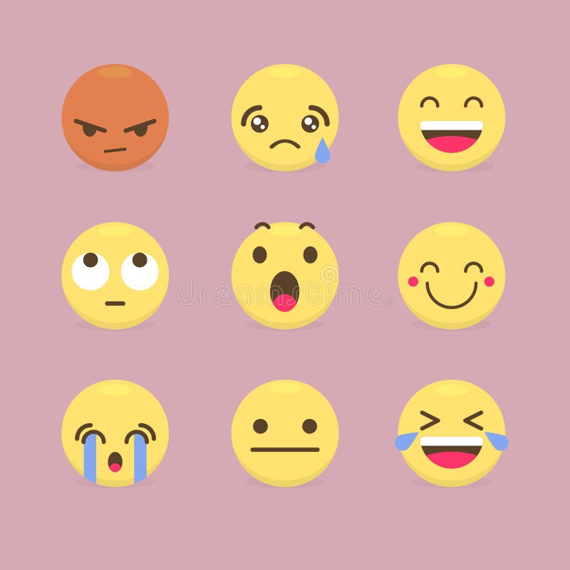 Flat Emoticon Reaction Collection in a Flat Design. Stock Vector ...