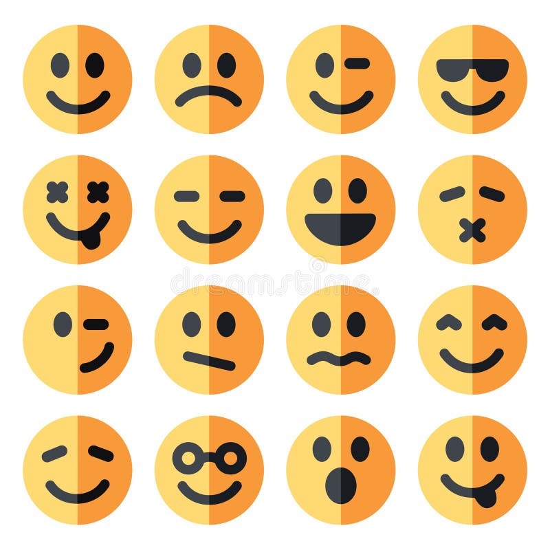 Flat Emotional Emoji Square Faces Icon Stock Vector - Illustration of ...