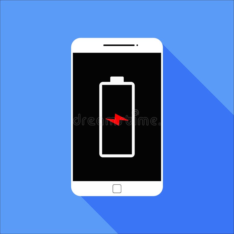Flat Empty Battery Smart Phone Icon Stock Vector - Illustration of ...
