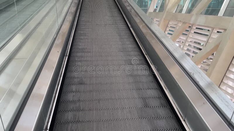 Flat Escalator moving up. stock footage. Video of light - 336217570