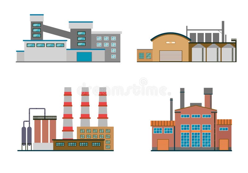 Set of flat factory icons stock vector. Illustration of manufacturing ...