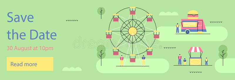 Flat Fair Celebration Horizontal Banners Set Vector Illustration Stock ...