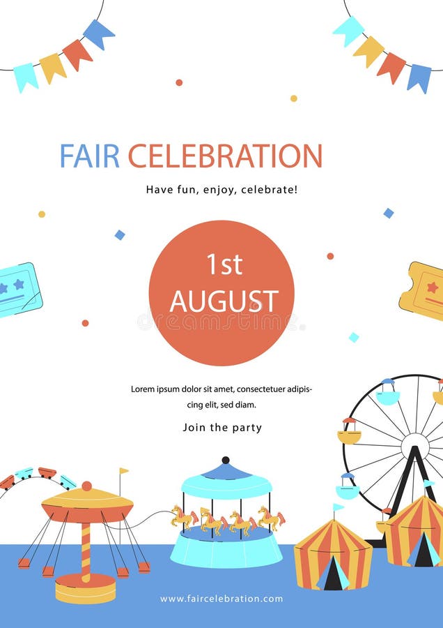 Flat Fair Celebration Vertical Poster Template Vector Illustration ...