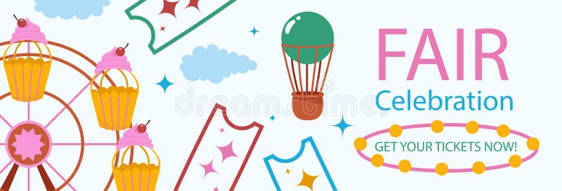 Flat Fair Horizontal Banners Set Vector Illustration. Stock Vector ...