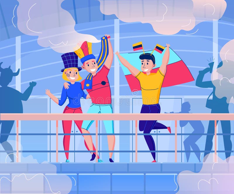 Fans Cheering Team Icon Set Stock Vector - Illustration of celebration ...