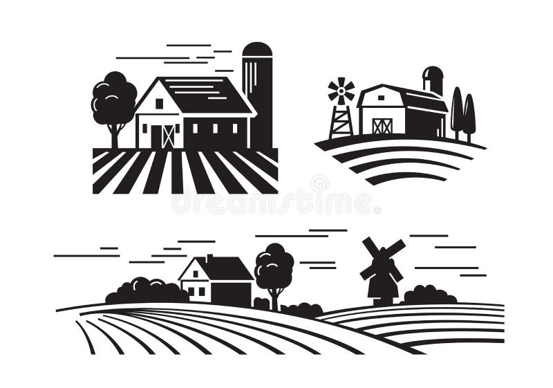 Flat farm icons stock vector. Illustration of barn, farmland - 66573794