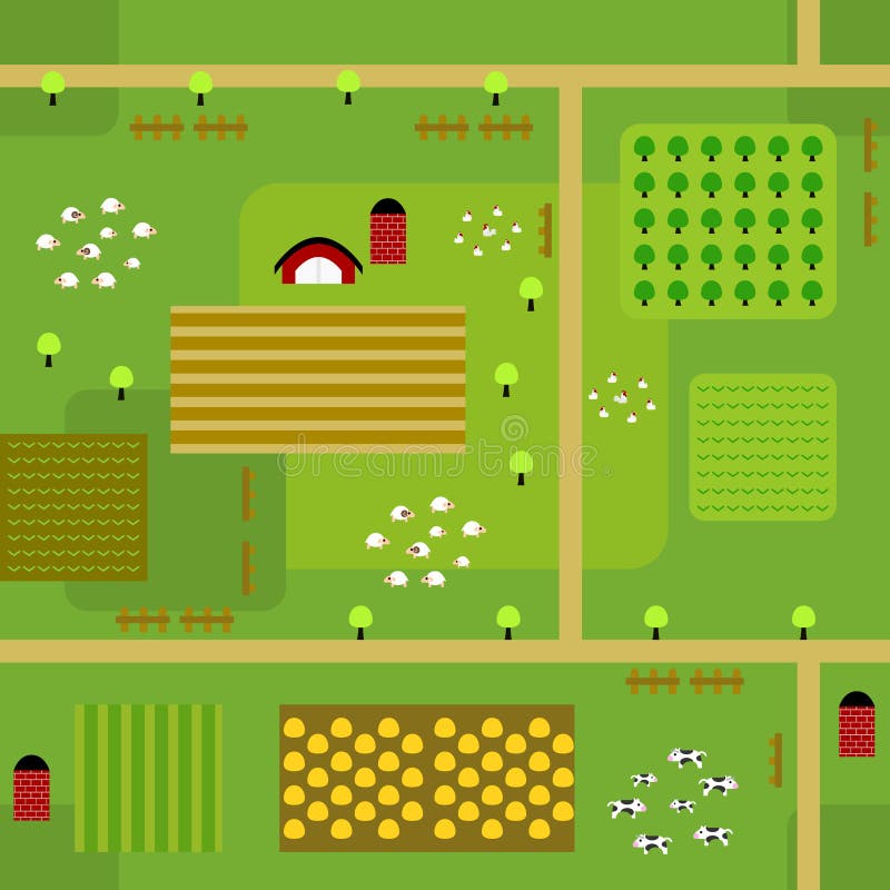 Flat Farmland Map Pattern Variant a Stock Vector - Illustration of farm ...
