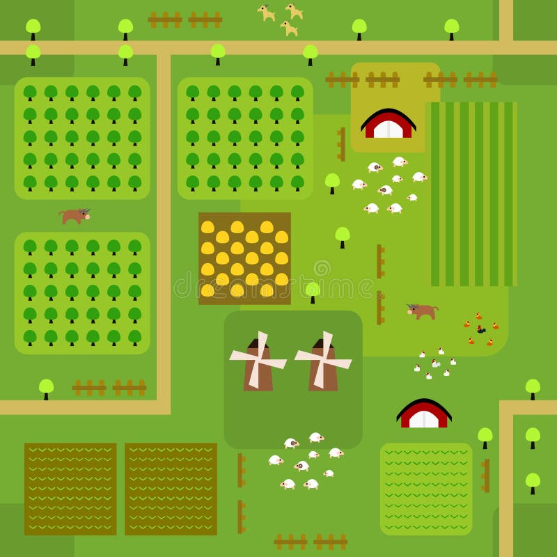 Flat Farmland Map Pattern Variant Stock Illustrations – 3 Flat Farmland ...