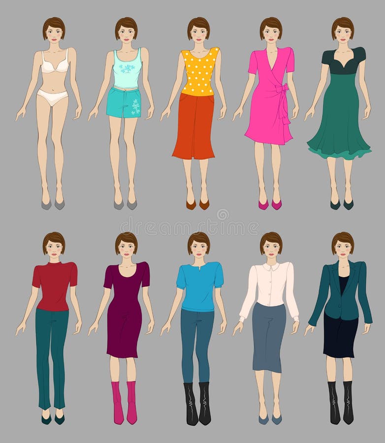 Flat fashion models stock illustration. Illustration of fashionable ...