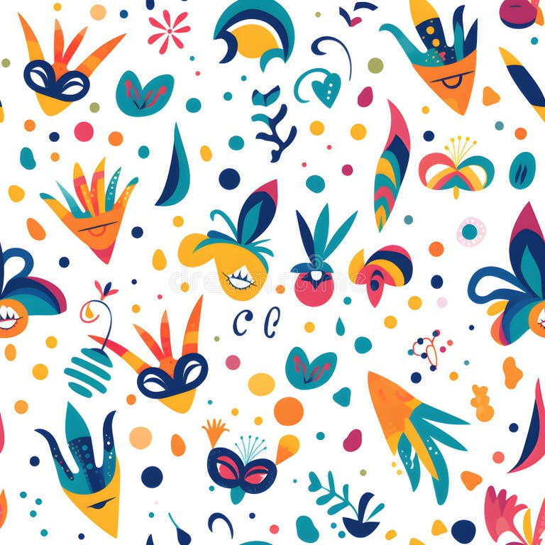 Flat Festivities: Seamless Rio Carnival Patterns Unleashed Stock ...