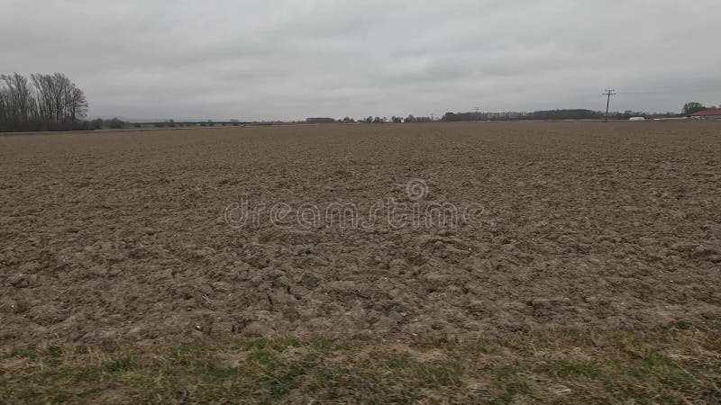 Flat Field with Some Trees from a Car Stock Footage - Video of view ...