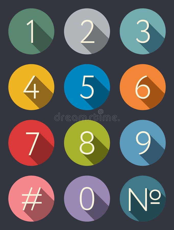 Numbers Pin Marker Flat Icons with Long Shadow Set Stock Vector ...