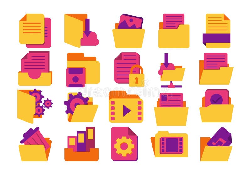 Flat File Folder Document Element Stock Vector - Illustration of ...