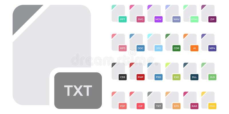 Flat File Format Icons. Audio, Video, Image, System, Archive, Code and ...
