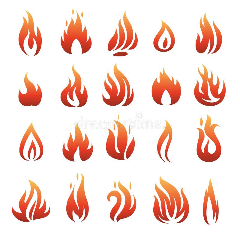 Flat fire icons stock vector. Illustration of ornamental - 100895784