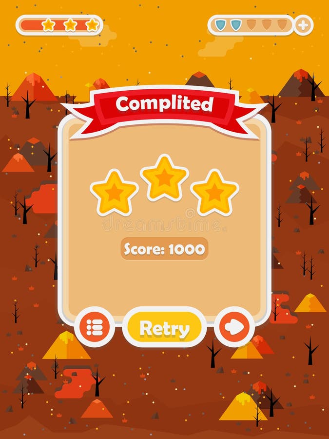 Flat fire lava GUI scene stock vector. Illustration of hell - 154017314