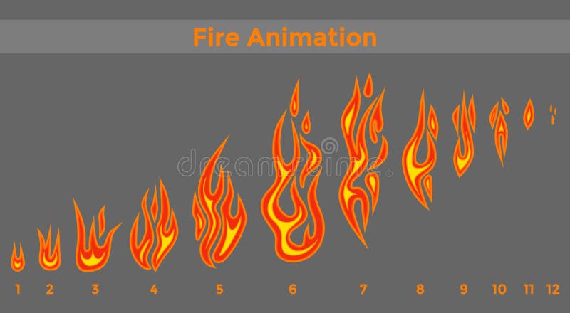 Flat Fire Sprites for Animation Frames Icons. Stock Vector ...