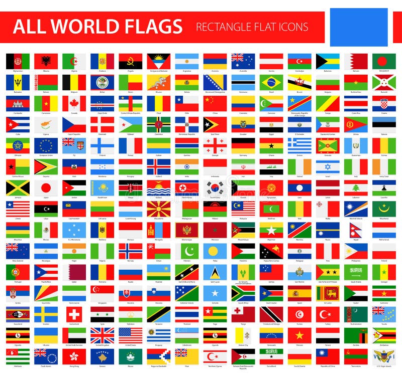 Flat Flag Icons - All World Vector Stock Illustration - Illustration of ...