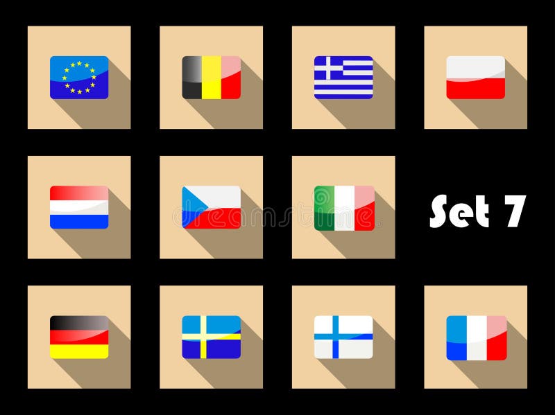 Flat flags icons of Europe stock vector. Illustration of badge - 38675229