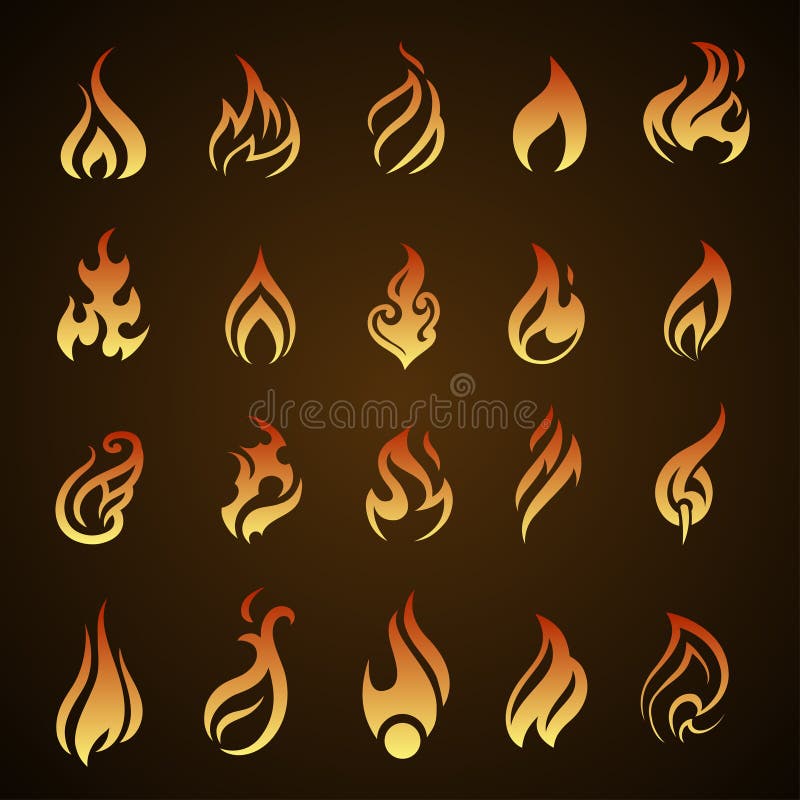 Flat flame set stock vector. Illustration of fiery, flame - 70824472