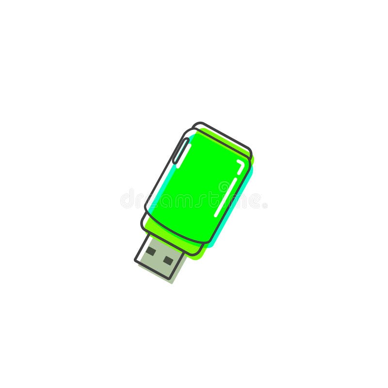 Flat Flash Drive Outline Cartoon Style Suitable for Sticker, Icon ...