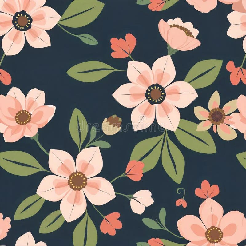 Flat Floral Pattern Design - Elegant and Minimalistic Nature ...