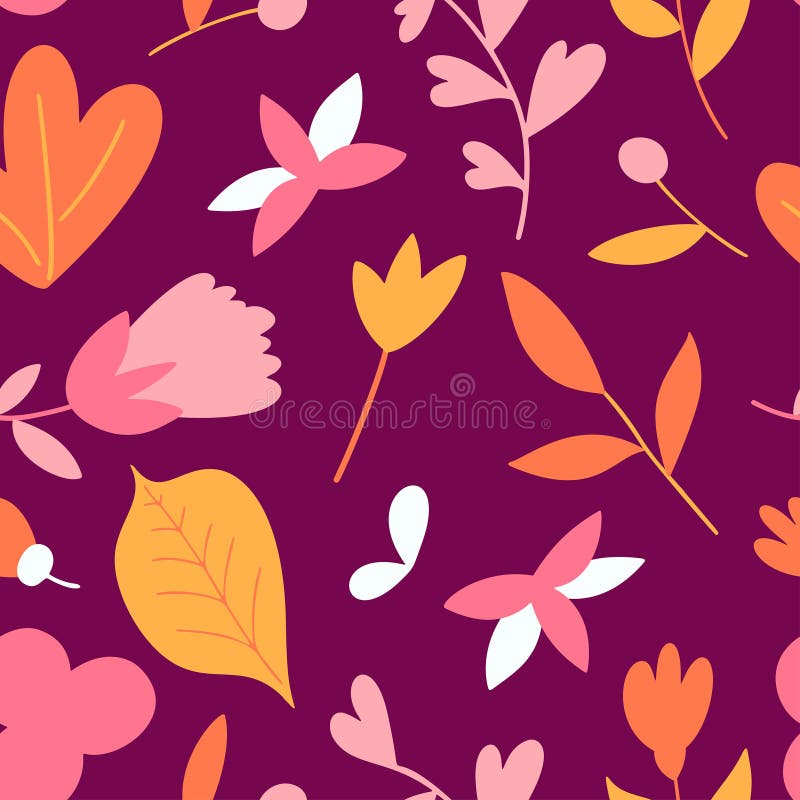 Flat Flower Seamless Pattern. Minimal Floral Template Stock Vector ...
