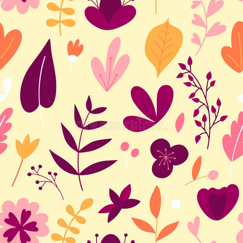 Flat Flower Seamless Pattern. Minimal Floral Template Stock Vector ...