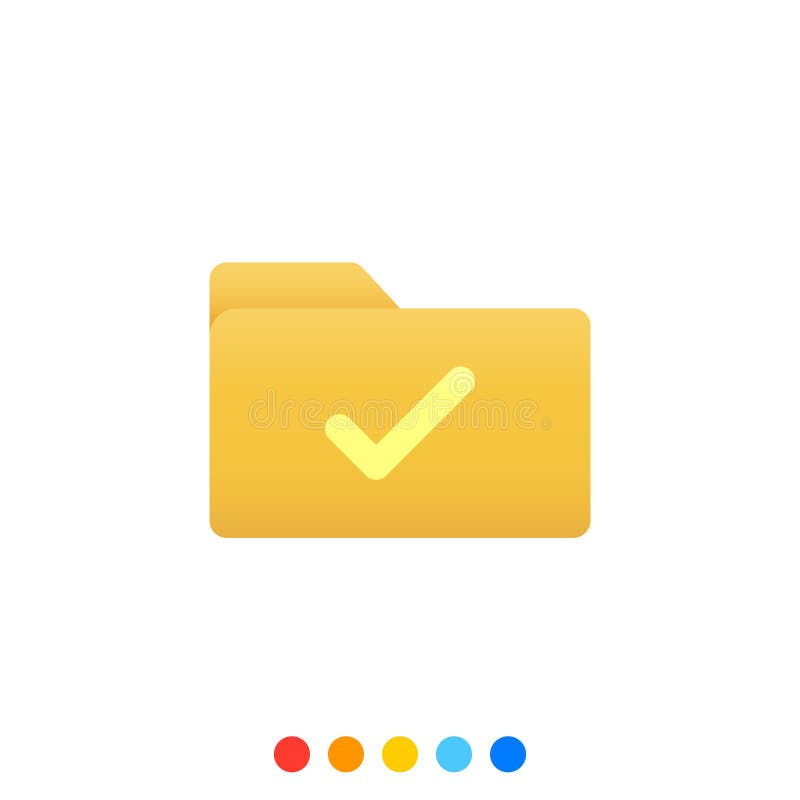 Flat Folder Design Element with Check Mark Symbol,Folder Icon,Vector ...