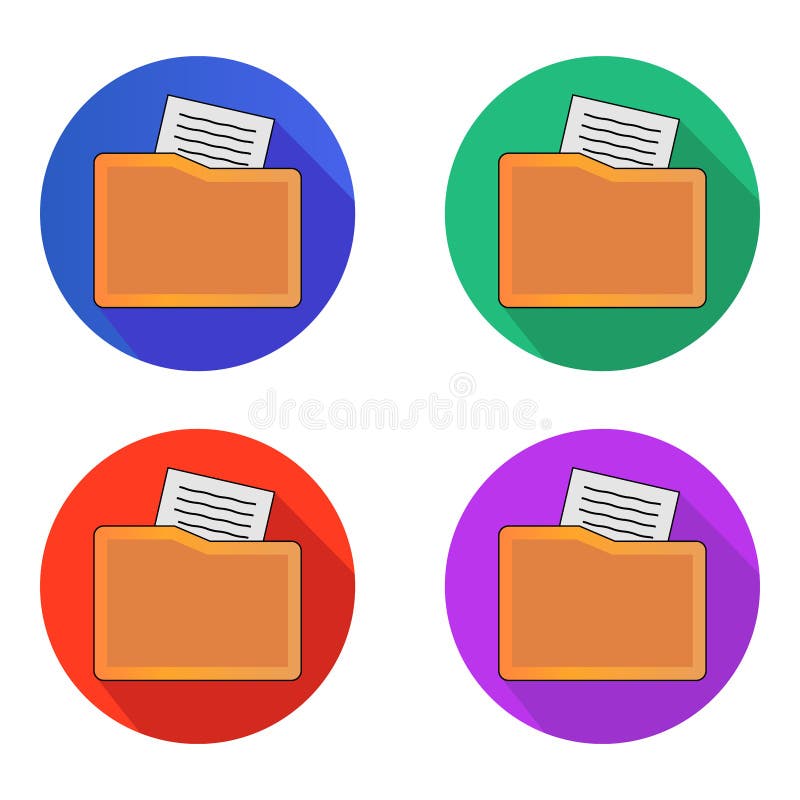 Flat Folder Icon. Four Colours Stock Vector - Illustration of object ...