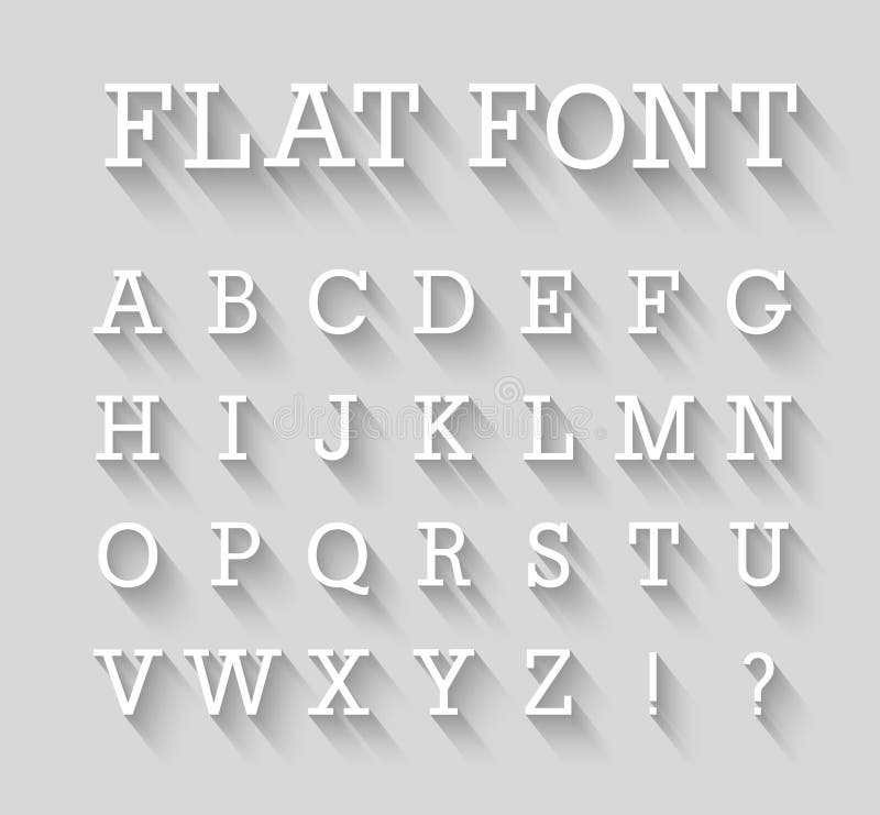 Flat Font with Long Shadow Effect. Stock Vector - Illustration of sign ...
