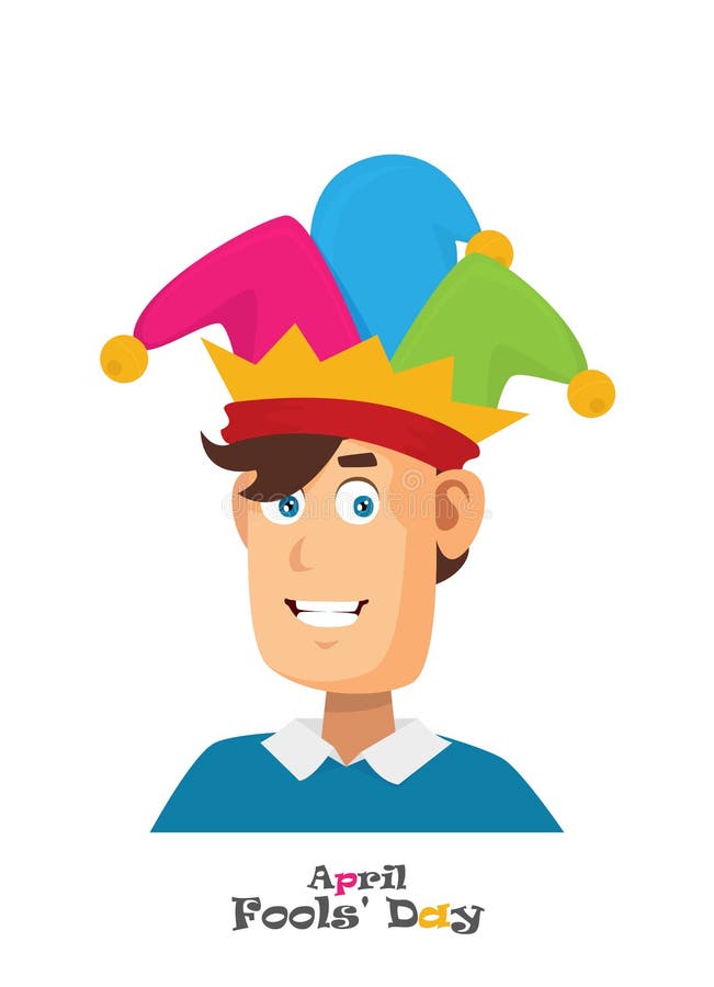 Flat Fools Day. Cartoon Character, Vector Illustration Stock Vector ...