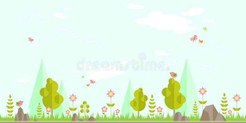 Flat forest background stock vector. Illustration of bush - 67708110