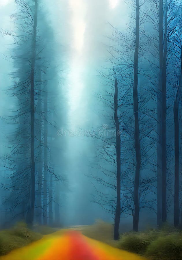 Flat Forest Footpath with High Contrast Palette. Stock Illustration ...