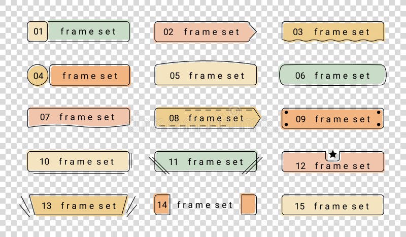 Flat Frames Set - Colorful Vector Illustrations Isolated on Transparent ...