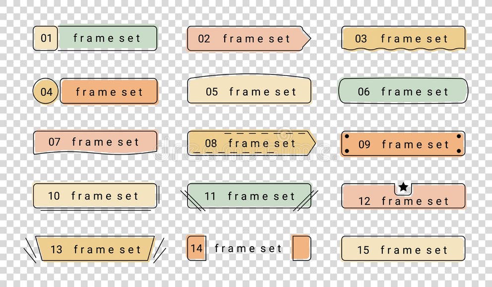 Flat Frames Set - Colorful Vector Illustrations Isolated on Transparent ...