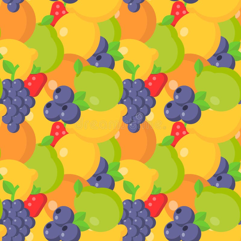 Flat Fruits Seamless Pattern.Vector Illustration Stock Vector ...