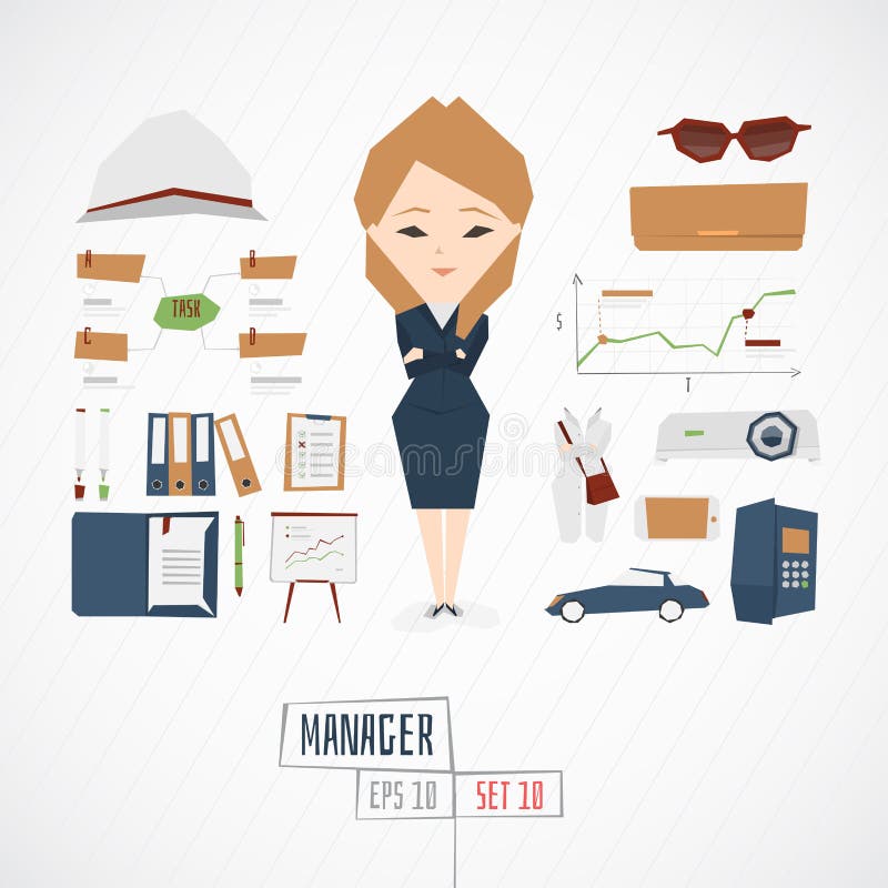 Flat Funny Charatcer Manager Stock Vector - Illustration of mobile ...