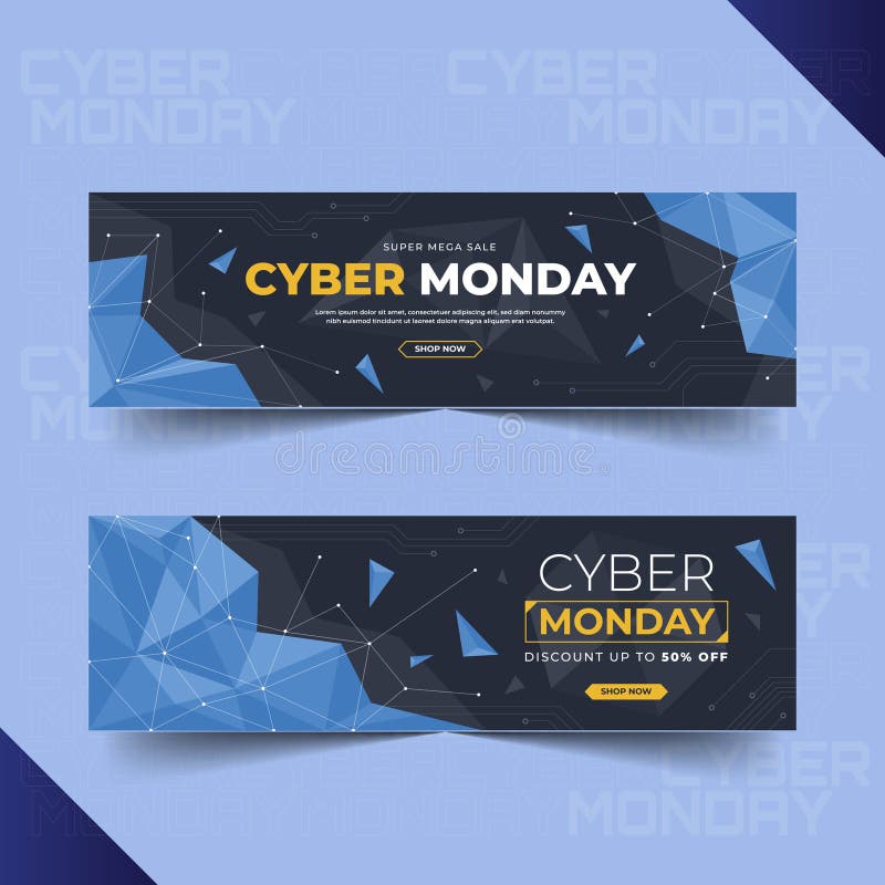 Flat Futuristic Cyber Monday Horizontal Banners Set Vector Design ...